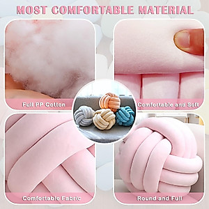 XHJRI Soft Knot Ball Pillows， Round Ball Cushion Pillows, Kids Room Decoration Plush Pillow Girl Photography Props， Throw Knotted Pillow Handmade (Light Rose Gold, 8.6 Inch)