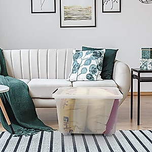 Wekioger Large Plastic Storage Box with Wheels, Set of 4, 32 Quart Latch Storage Bin