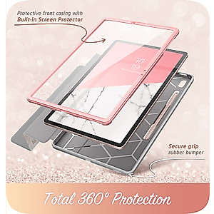 i-Blason Cosmo Case for Samsung Galaxy Tab S7 FE 12.4" 2021 Release Only, Full-Body Trifold with Built-in Screen Protector Protective Smart Cover with Auto Sleep/Wake & Pencil Holder (Marble)