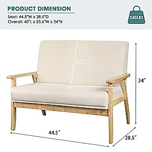 Homajor Small loveseat,loveseat Sofa,Small couches for Small Spaces,Sofa Couch,Fabric Loveseat Sofa Couch for Living Room Bedroom,Beige, (OWS2NAT)