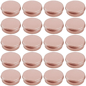 1 Ounce Aluminum Tin Jar Refillable Containers 30ml Aluminum Screw Lid Round Tin Container Bottle for Cosmetic, Lip Balm, Cream, 20 Pcs Rose Gold