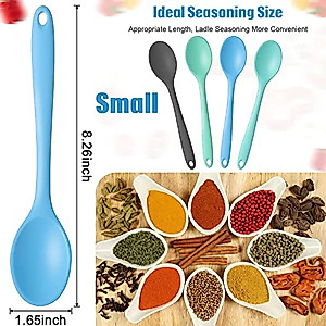 4 Pcs Silicone Mixing Spoons Nonstick Heat Resistant Silicone Utensil Spoons Silicone Basting Cooking Spoons Multicolor Serving Baking Spoons for Kitchen Baking Serving Stirring