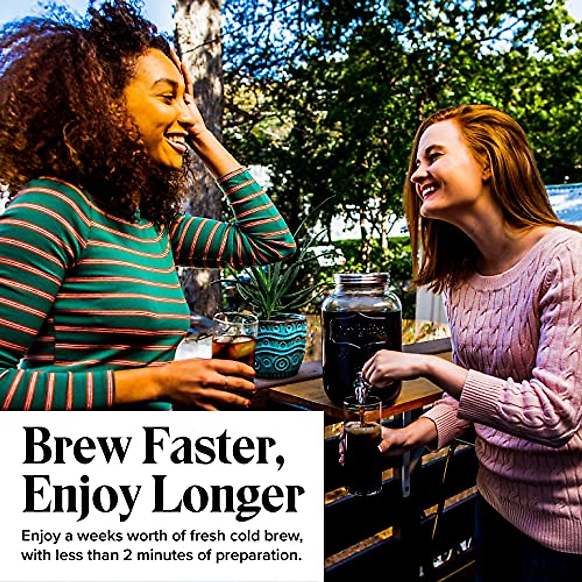 Willow & Everett Cold Brew Coffee Maker - 1 Gallon Iced Tea & Coffee Cold Brew Maker - Glass Pitcher w/ Stainless Steel Spout and Removable Filter