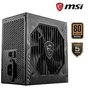 MSI MAG A650BN Gaming Power Supplyr - 80 Plus Bronze Certified 650W - Compact Size - ATX PSU