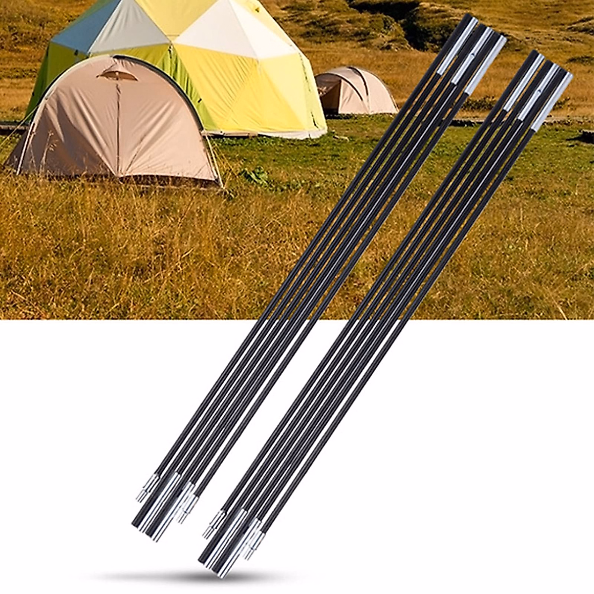 Gaeirt Awning Rod, Foldable Multi Sections Adjustable Camping Tent Pole for 1-2 Person Campin
