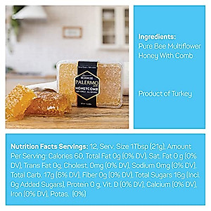 Palermo Honeycomb 100% Edible, All-Natural, Gourmet Raw Honeycomb, No Additives, No Preservatives - 7 oz