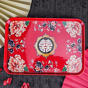 Luxshiny Tea Tray Wedding Candy Tray Wedding Plates Chinese Wedding Tea Tray Decorative Serving Tray Serving Trays Serving Platter Candy Serving Tray Candy Dish Black Tray Wine China Pp