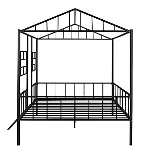 MERITLINE House Bed Full Size Kids Bed Frame Metal Platform Bed Frame, No Box Spring Needed, for Girls Boys - Black
