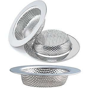 Honmein 3 Pcs Sink Strainer for Most Kitchen Sink Drain Basket, Upgraded Double-Layer Safe Design Kitchen Sink Strainer (Outer Diameter 4.5 Inch)