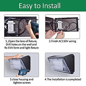 LED Wall Pack Light with Dusk to Dawn Photocell,150W 19500LM 5000K Daylight ,AC100-277V Input,900W HPS/HID Equivalent, Waterproof Commercial Security Lighting for Warehouses, Garage,ETL Listed