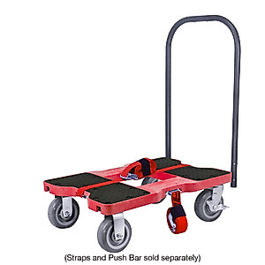SNAP-LOC 1800 LB Super-Duty Dolly RED (USA!) with Steel Frame, 6 inch Casters and Optional E-Strap Attachment