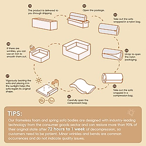 105.5" Modular Sectional Sofa Couch for Living Room, L-Shape Upholstered Cloud Couch with 4 Pillow, Modern Minimalist Couches, Deep Seat, No Assembly Required(Brown,Corduroy,Frameless)