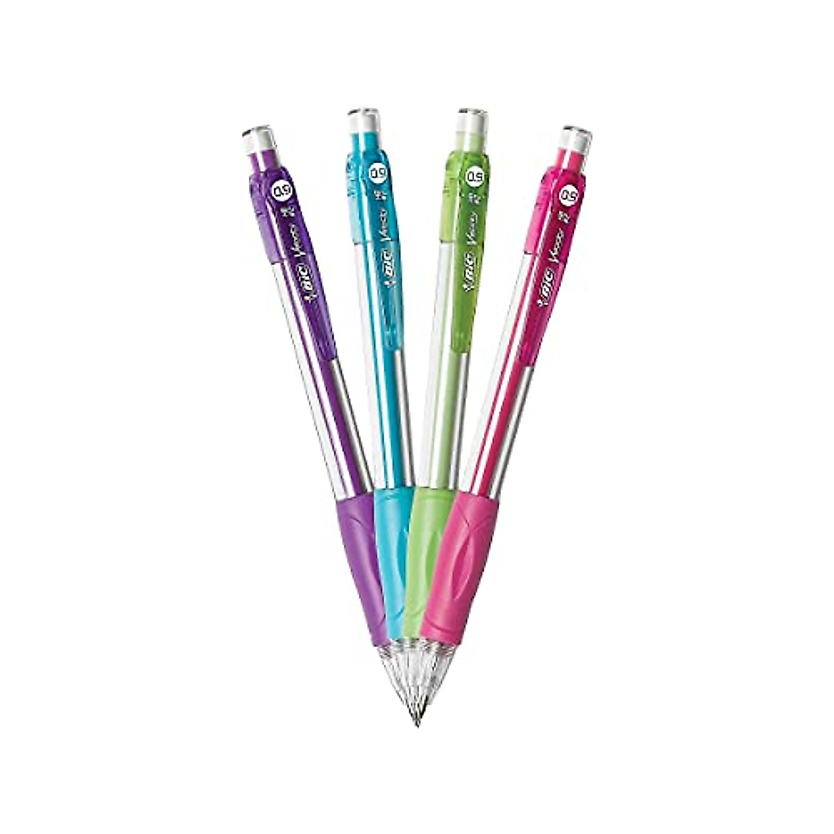 BIC Velocity Strong Lead Mechanical Pencils, With Colorful Barrel, Thick Point (0.9mm), 5-Count Pack Mechanical Pencils With Erasers