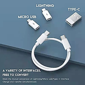 MAOPING USB Adapter Cable Conversion Storage Box, Multi-Type Charging Line Convertor Lightning Type C Micro Data Transfer Tool (Black)