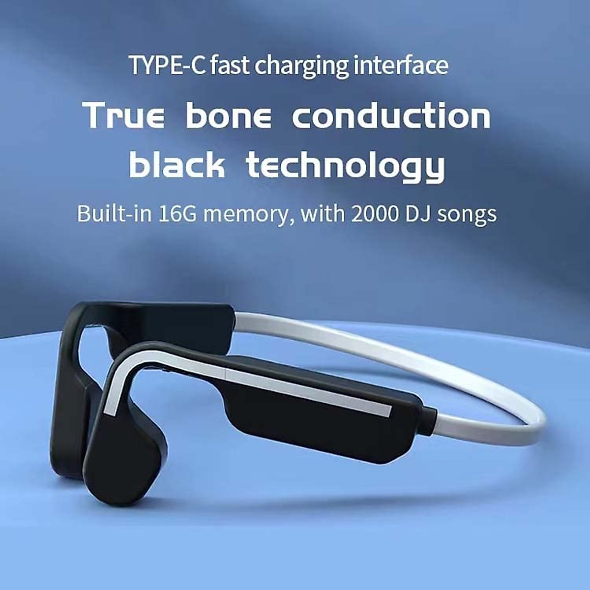 Bone Conduction Waterproof Bluetooth Headphones Swimming Sports Headset Built in 16G Memory (Blue)