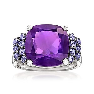 Ross-Simons 5.50 Carat Amethyst and .40 ct. t.w. Tanzanite Ring in Sterling Silver. Size 7