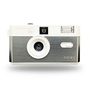 Corex Half Frame Reusable 35mm Camera CH1, Built in Flash and Compatible with 35mm Color Negative or B&W Film (Film and Battery NOT Included) Limited Edition Free Blue and Yellow Filters