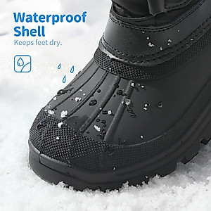DREAM PAIRS Boys Girls Snow Boots Water-Resistant Outdoor Warm Cozy Anti-Slip Mid Calf Faux Fur Lining Insulated Winter Shoes for Little/Big Kids,Size 3 Little Kid,Black,KSNOW
