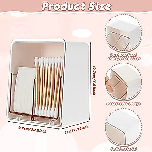 2 Pcs Cotton Ball Holder Canisters for Cotton Swabs Floss Dispenser Container Box with 2 Compartments Bathroom Storage Cotton Pads Organizer with Clear Lid for Cotton Round Makeup, White