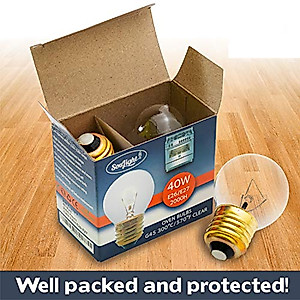 Oven Light Bulbs – 40 Watt Appliance Replacement Bulbs for Oven, Stove, Refrigerator, Microwave. Incandescent - High Temp G45 E26/E27 Socket. Standard Lead-Free Base - 400 Lumens - Clear.2 Pack