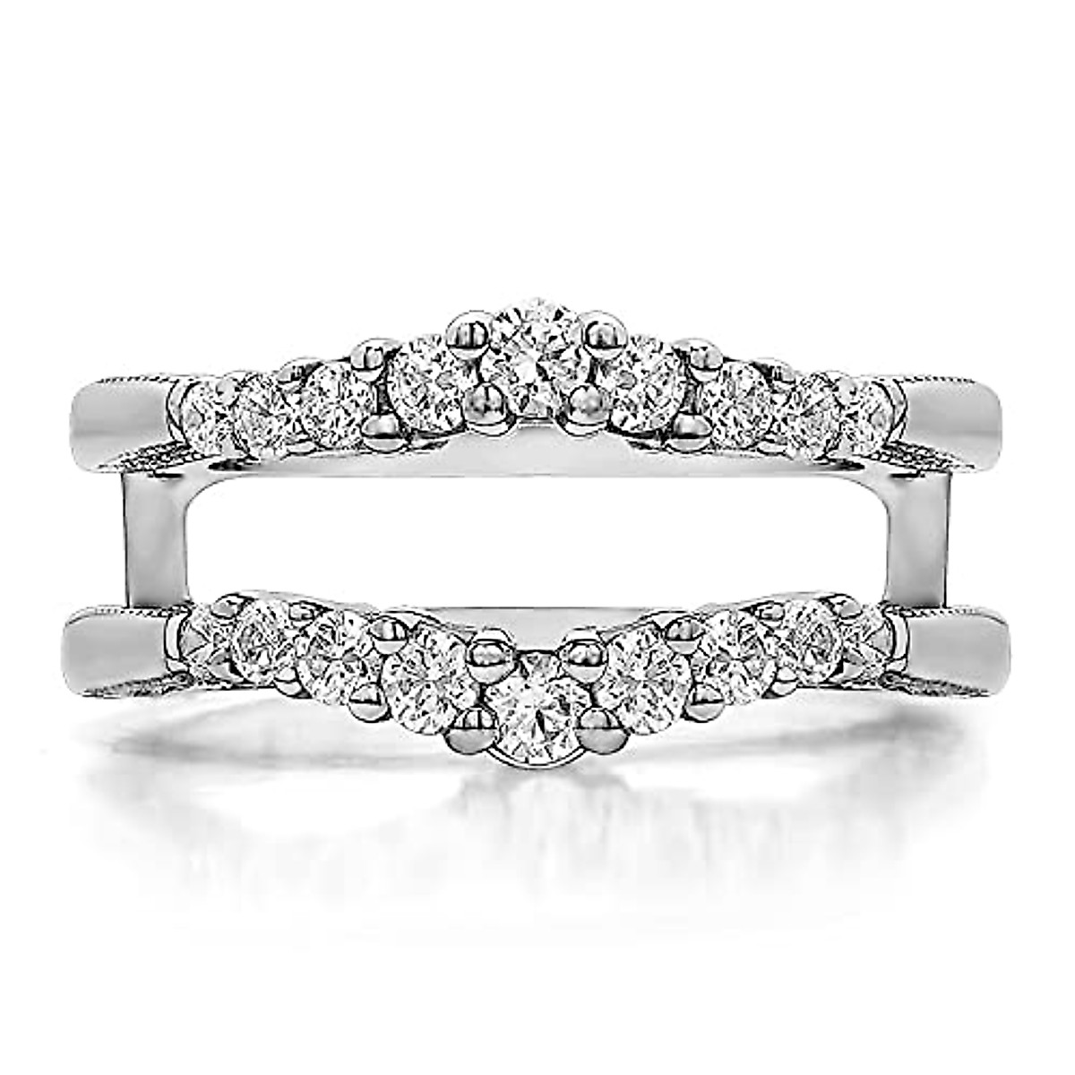 TwoBirch Sterling Silver Vintage Ring Guard with Filigree Designs With Cubic Zirconia (0.71 ct.) (sterling-silver, 9)