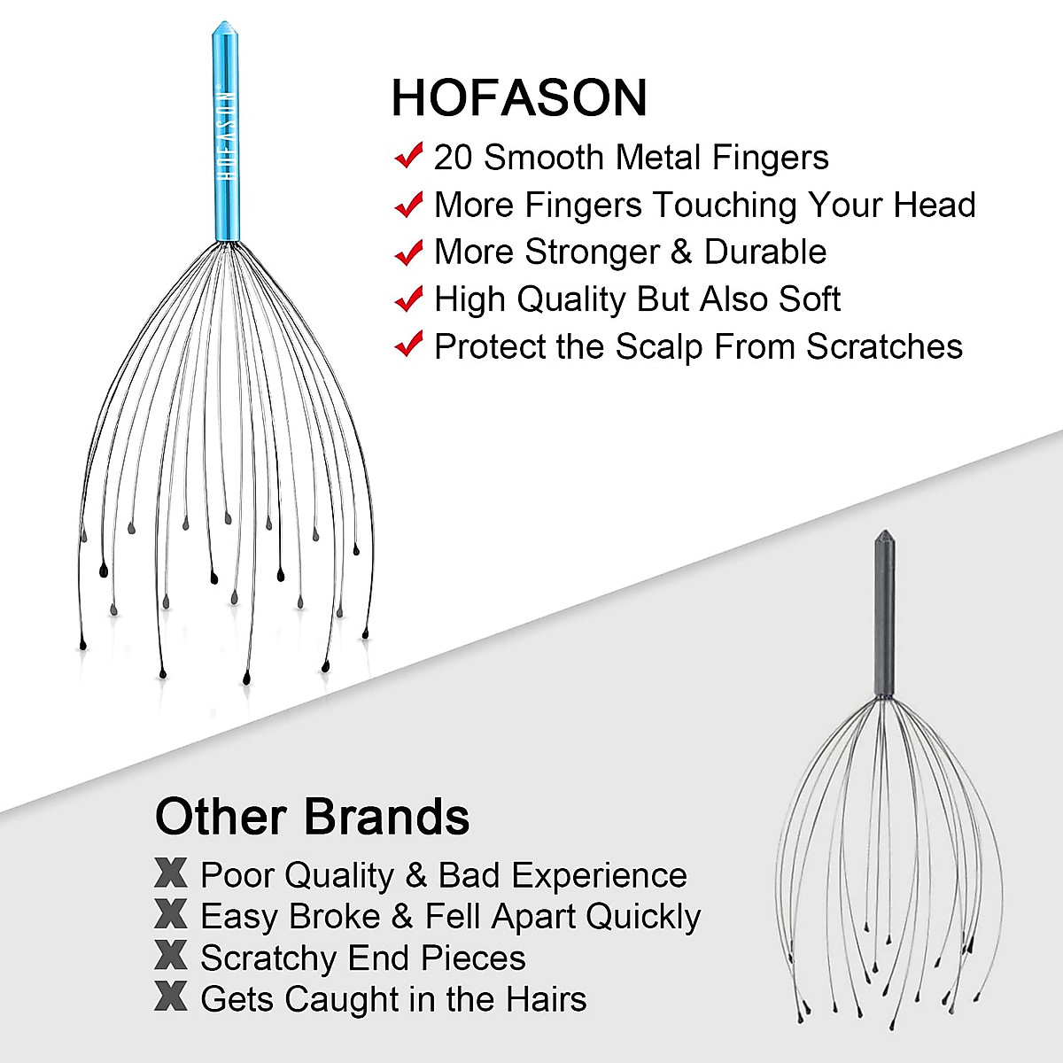 HOFASON 4PCS Head Massager Head Scratcher with 20 Fingers, Scalp Massager Christmas Gift Ideas Stocking Stuffers for Women Men, Massager Tool Bulk Set for Hair Growth and Body Stress Relax