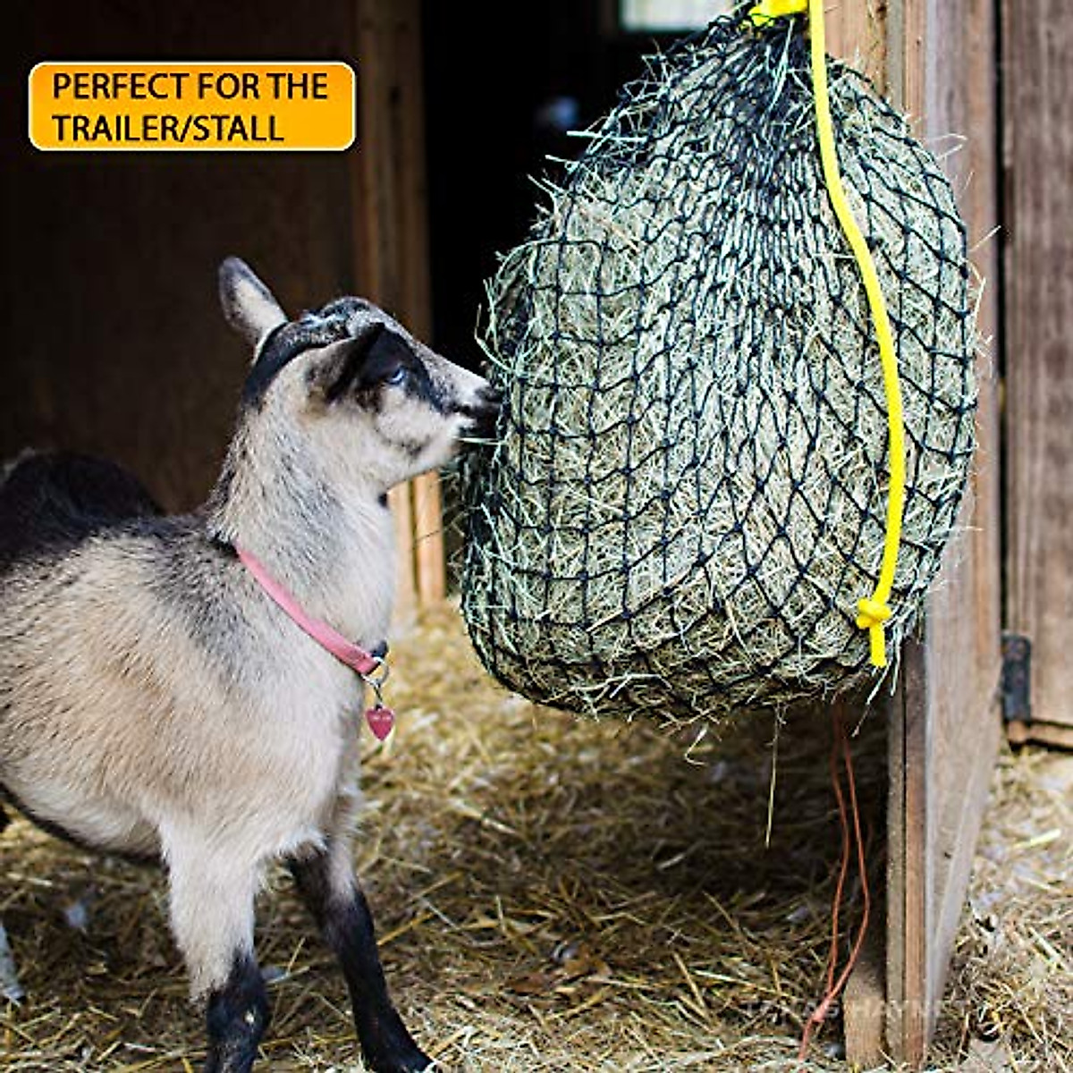 Texas Haynet - Small Hole Slow Feeder Hay Net - American Made Nylon Rope Haynet for Horses - Perfect for Trailering - Easily Holds 2 to 4 Flakes with 1.5” Holes