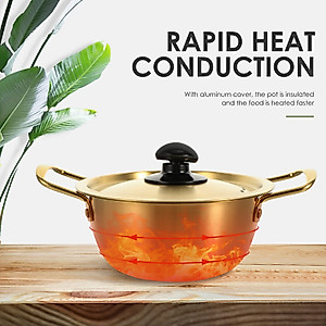 YARDWE 1 Set Stainless Steel Instant Noodle Pot Korean Ramen Korean Noodles Ramen Seafood Boil Pot Ramen Noodle Cooker Japanese Ramen Chocolate Milk Pans Cooking Pot Induction Saucepan