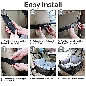 FAREYY Dog Car Seat for Small Dogs, Warm Soft Pet Car Seat Washable Dog Car Bed with Storage Pocket and Clip-On Safety Leash Portable Car Travel Carrier Booster Seats
