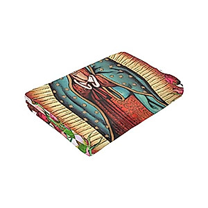 Our Lady of Guadalupe Virgin Mary(1) Flannel Fleece Throw Blankets Super Soft Cozy Warm Plush Bedding for Adults Kids Lightweight Blankets for Couch,Sofa,Bed Halloween decor-50 x40