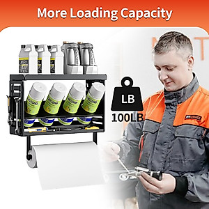 MAYZOLOP Spray Can Holder, Lube Can Wall Mount Storage Rack Heavy Duty Paint Bottle Organizer for Garage & Home | 4 Can Holes