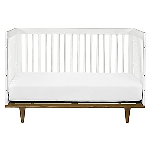 DaVinci Marley 3-in-1 Convertible Crib in White Finish and Walnut Legs, Greenguard Gold Certified