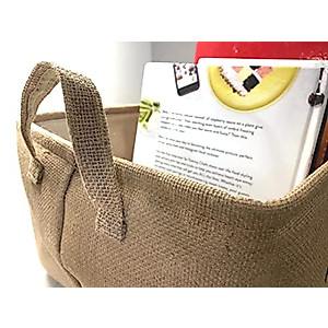 Pear Tree Essentials Cookbook and Recipe Storage Foldable Bin Burlap Kitchen Decor for Pantry