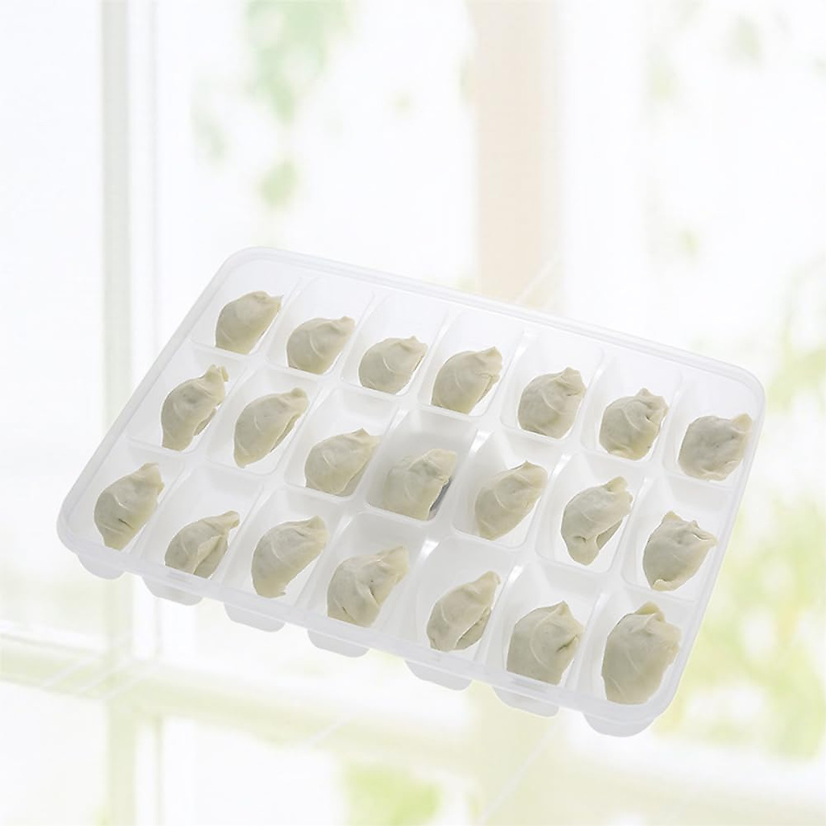 BESTonZON Dumpling Storage Box, Food Storage Containers with Lids, Reusable 21 Grid Dumpling Box Bins Holder with Lids for Refrigerator, Good Sealing Stackable Food Containers for Kitchen and Fridge
