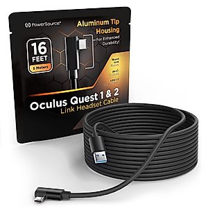 PowerSource 16ft Long Link Cable for Oculus Quest/Meta Quest 1 & 2 High Speed Data Transfer & Charging, USB 3.2 Gen 1 for Gaming Laptops & PCs, Aluminum Shell, Provides MAXIMUM Data Transfer Rates