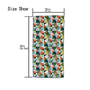 HGOD DESIGNS Geometric Hand Towels,Fashion Geometric Pattern in Mid-Century Modern Colors 100% Cotton Soft Bath Hand Towels for Bathroom Kitchen Hotel Spa Hand Towels 15"X30"