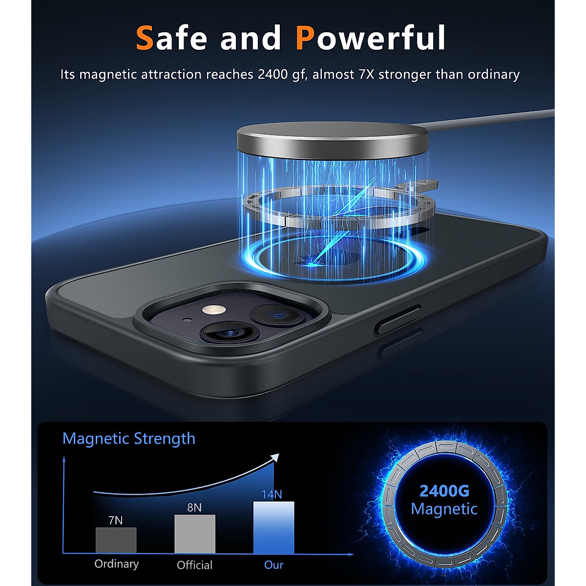 FNTCASE for iPhone 12 Phone Case: for iPhone 12 Pro Magnetic Matte Textured Military Grade Drop Protection Translucent Cell Cover - Slim Durable Shockproof Protective Bumper