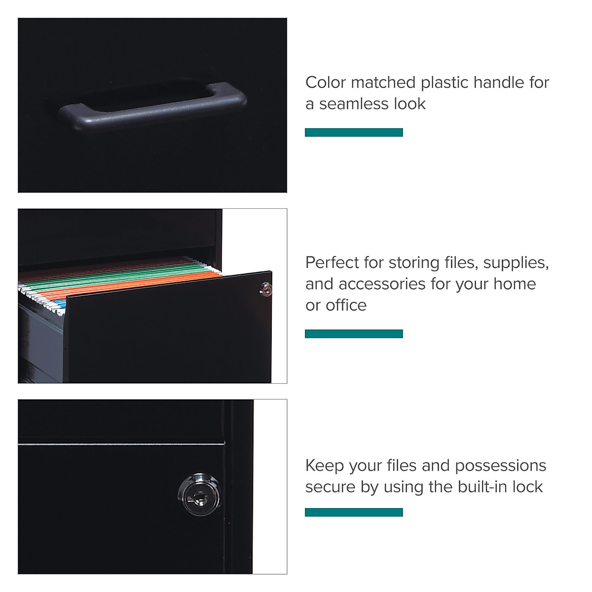 Lorell 14341 18 Deep 2-Drawer File Cabinet, Black