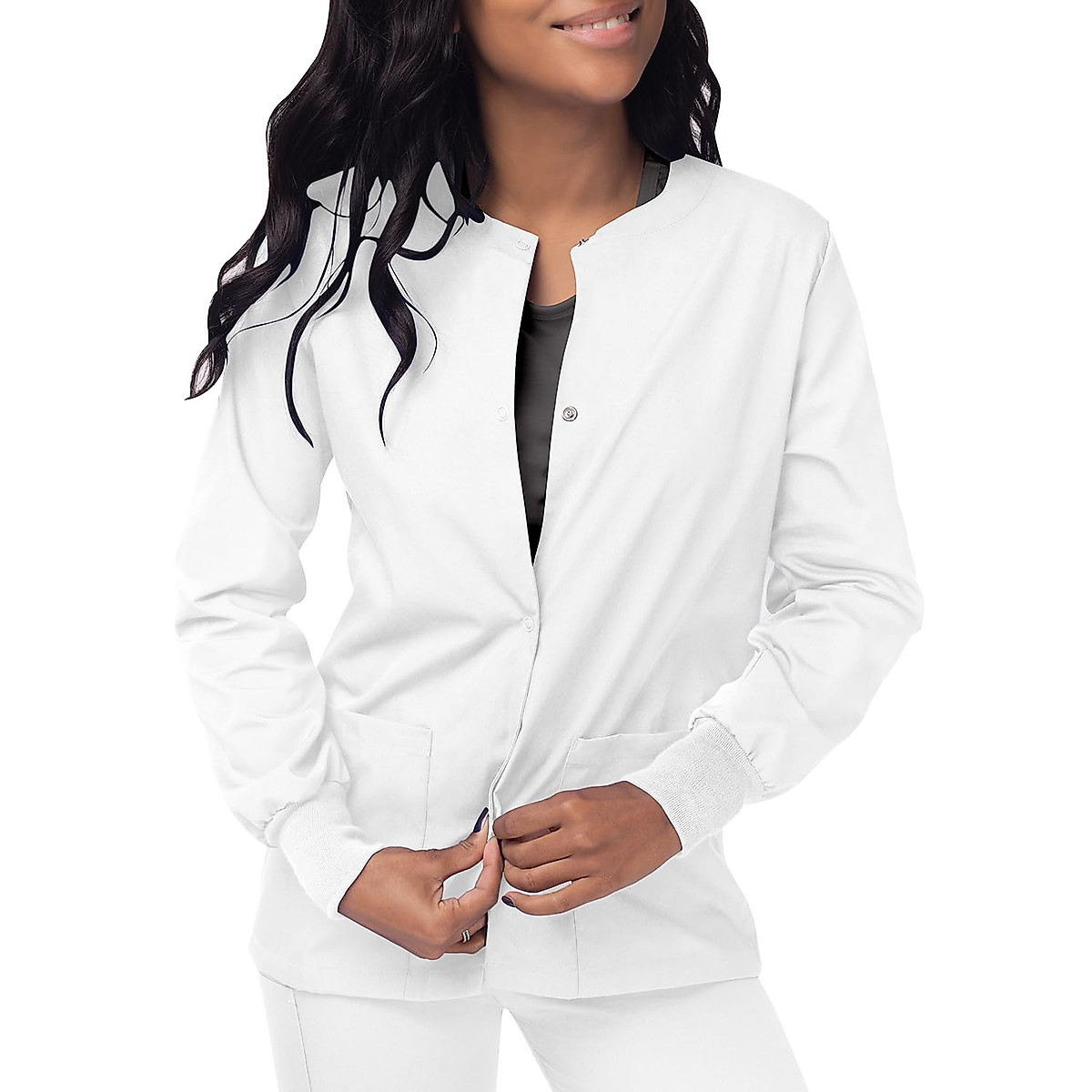 Sivvan Scrubs for Women - Front Snap Warm - Up Jacket - S8306 - White - XL