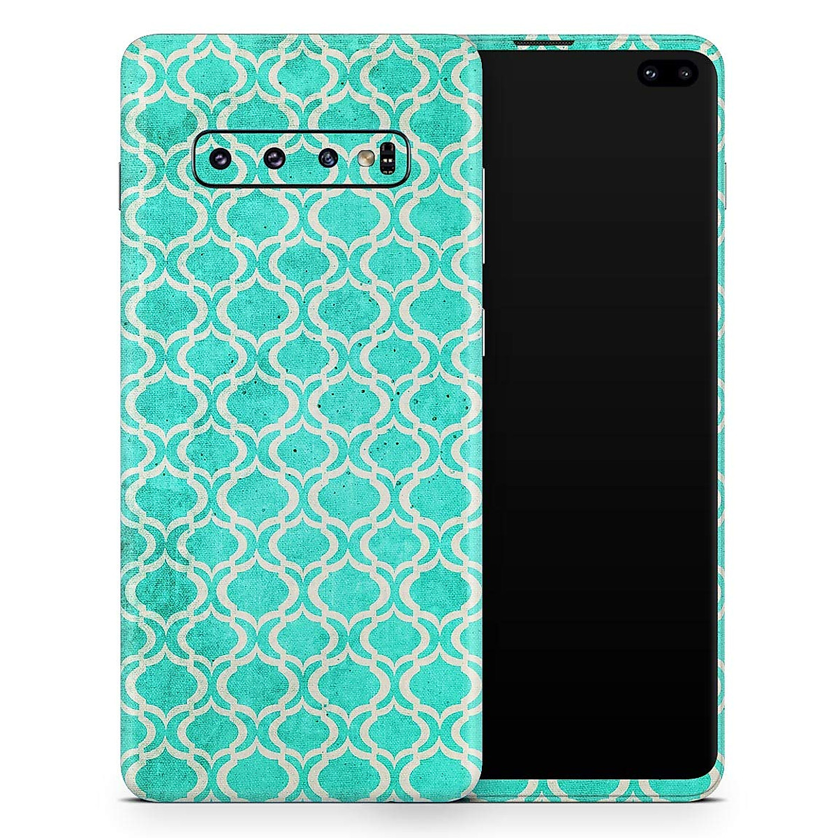DesignSkinz Teal and White Bubble Morrocan Pattern Protective Vinyl Decal Wrap Skin Cover Compatible with The Samsung Galaxy S20 (Screen Trim & Back Glass Skin)