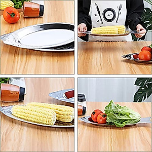 Cabilock Serving Platter Fish Platter Food Trays Stainless Steel Steamed Fish Plate Fish- shaped Plate Snack Appetizer Storage Tray for Home Restaurant Kitchen (39cm) Platters for Serving Food