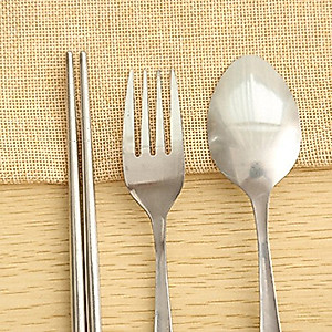 Bluelans® 3 Piece Stainless Steel (Chopsticks, Fork, Spoon) Portable Travel/Camping Cutlery Set with Neoprene Case (Purple)