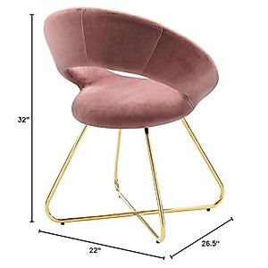 Modway Nouvelle Moday Performance Velvet Dining Chairs in Gold Dusty Rose-Set of 2