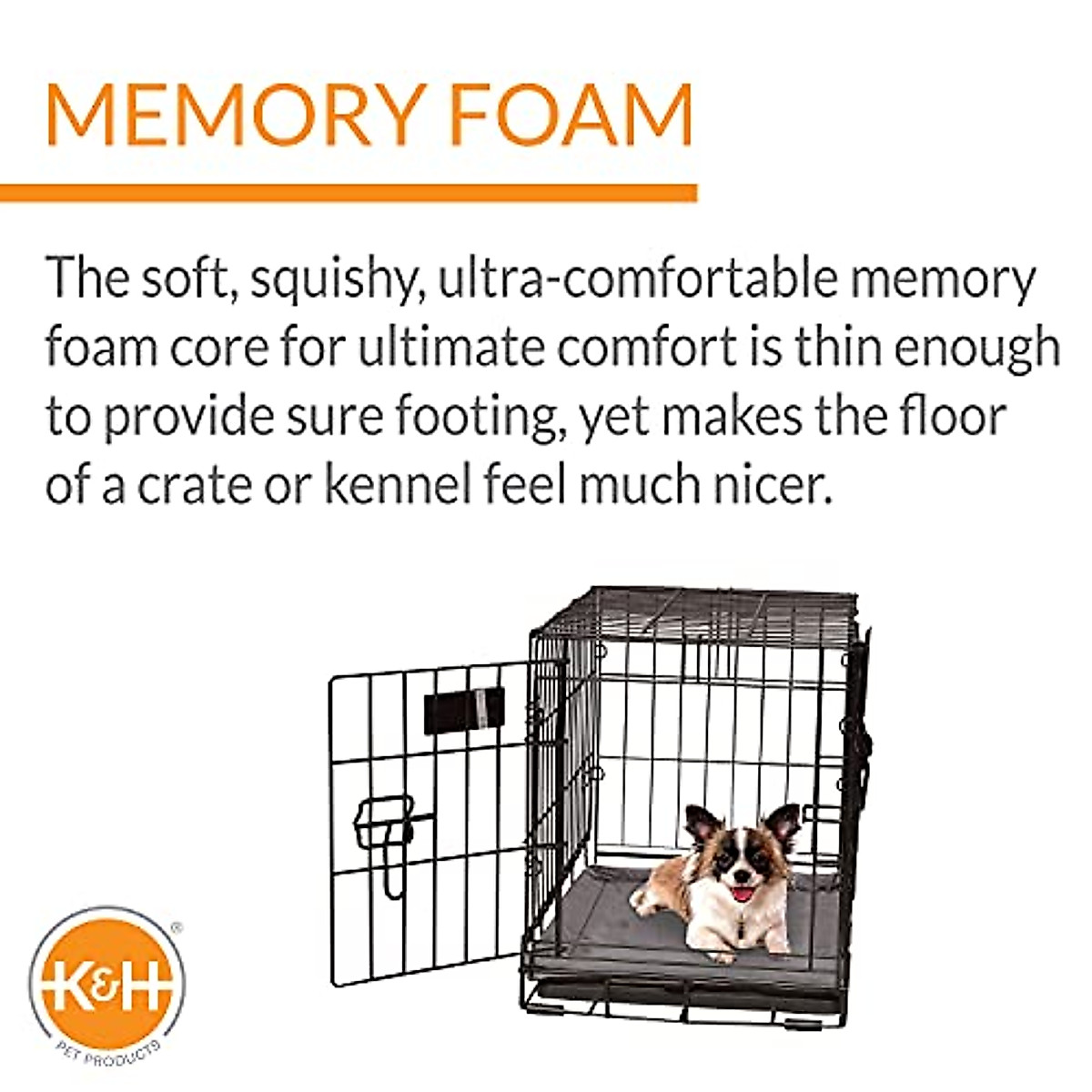 K&H Pet Products Memory Foam Crate Pad Gray X-Small 14 X 22 Inches