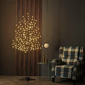 LIGHTSHARE 6.5 feet 208L LED Lighted Cherry Blossom Tree, Warm White, Decorate Home Garden, Spring, Summer, Wedding, Birthday, Christmas Holiday, Party, for Indoor and Outdoor Use