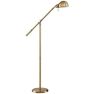 360 Lighting Dawson Modern Task Pharmacy Light Floor Lamp Standing 55" Tall Antique Brass Metal Adjustable Balance Boom Arm Gold Shade Decor for Living Room Reading House Bedroom Family Home