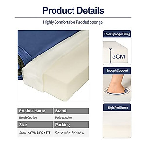 Patio Watcher Water-Resistant Bench Cushion for Patio Furniture, Garden, Porch Swing, Sofa Settee Couch | Outdoor/Indoor Bench Pads | 42 X 18 X 3 Inches | Blue