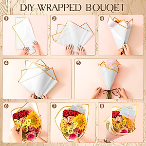 REAXYZNN 235 Pcs Bouquet Wrapping Paper Waterproof Flower Wrapping Paper for DIY Craft, Florist Supplies with Bouquet Pin Butterfly Decoration Ribbons Greeting Cards for Wedding Birthday Present (10 Colors)