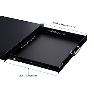 RackPath 1U Rack Mount Drawer for 19 Inch AV/Network/DJ Equipment Racks or Cabinets with Lock and Key