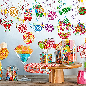 Namalu 54 Pcs Candy Hanging Swirls Decorations Candy Themed Party Decorations Candy Cane Hanging Ceiling Swirl Colorful Lollipop Swirl Ornaments for Baby Shower Birthday Party Supplies Home Decor